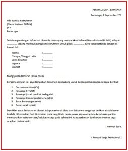 35 Contoh Surat Lamaran Kerja Word Untuk Fresh Graduate, Guru, PT, BUMN ...