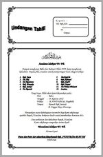 Contoh Undangan Tahlil Word PDF 7 Hari, 40 Hari, 100 Hari, 1 Tahun Lengkap