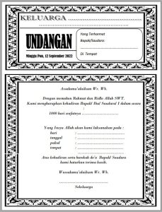 Contoh Undangan Tahlil Word PDF 7 Hari, 40 Hari, 100 Hari, 1 Tahun Lengkap