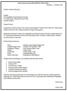 [ Download ] 7 Contoh Surat Lamaran Kerja Bank Bri Doc Pdf Posisi Frontliner, Customer Service ...