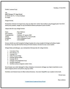 6 Template Surat Lamaran Kerja Fresh Graduate Word Dan Pdf Lengkap
